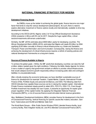 NATIONAL FINANCING STRATEGY FOR NIGERIA | PDF