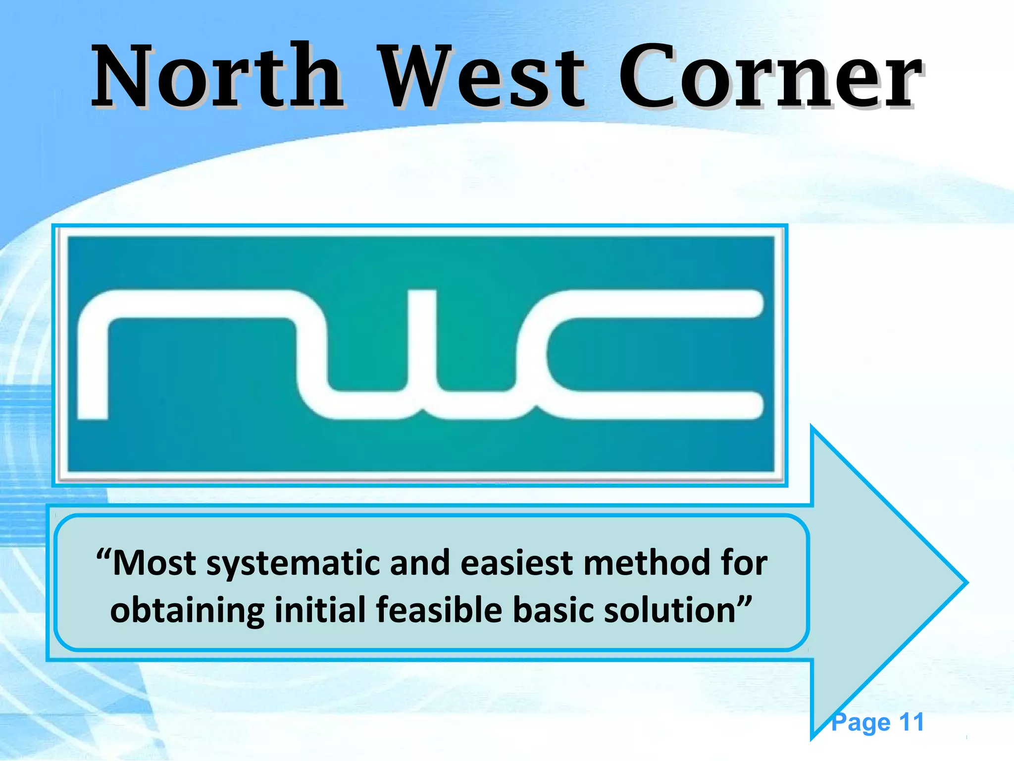 North West Corner Method | PPT