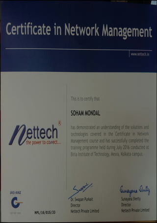 Network Management Internship at NetTech Pvt. Ltd., and ONGC Pvt. Ltd ...