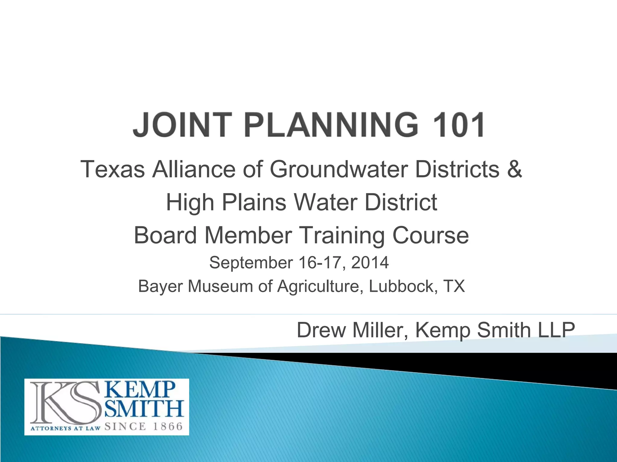 Joint Planning 101, TAGD Leadership Training, September 2014: Drew ...