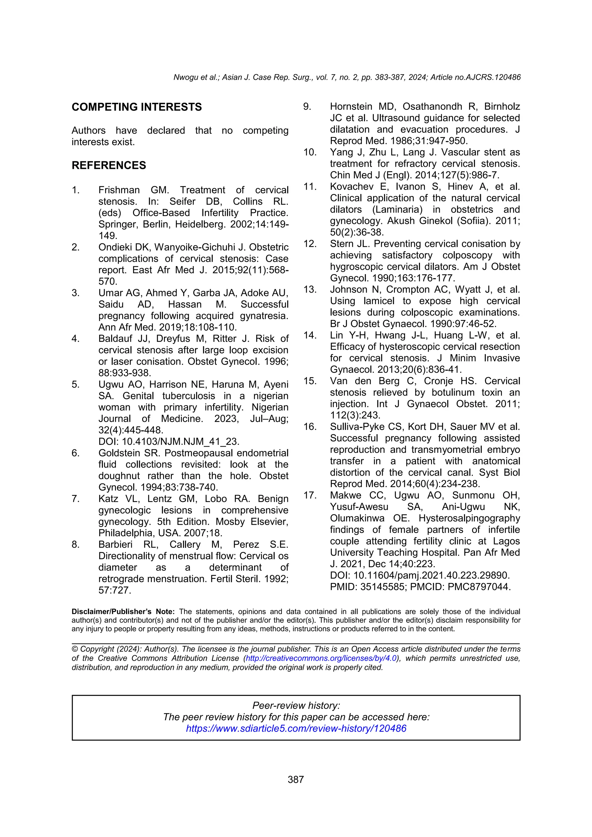 Laparotomy and Cephalo-caudal Cervical Dilatation and Stenting for ...