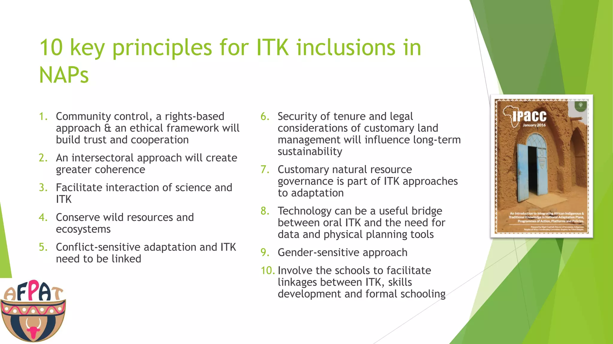 Indigenous and traditional knowledge for adaptation: Addressing gender ...