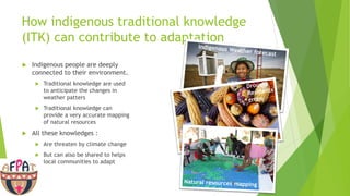 Indigenous and traditional knowledge for adaptation: Addressing gender and other guiding ...