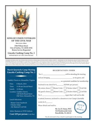 Lincoln-Cushing Camp Newsletter Spring 2014, Sons of Union Veterans of ...
