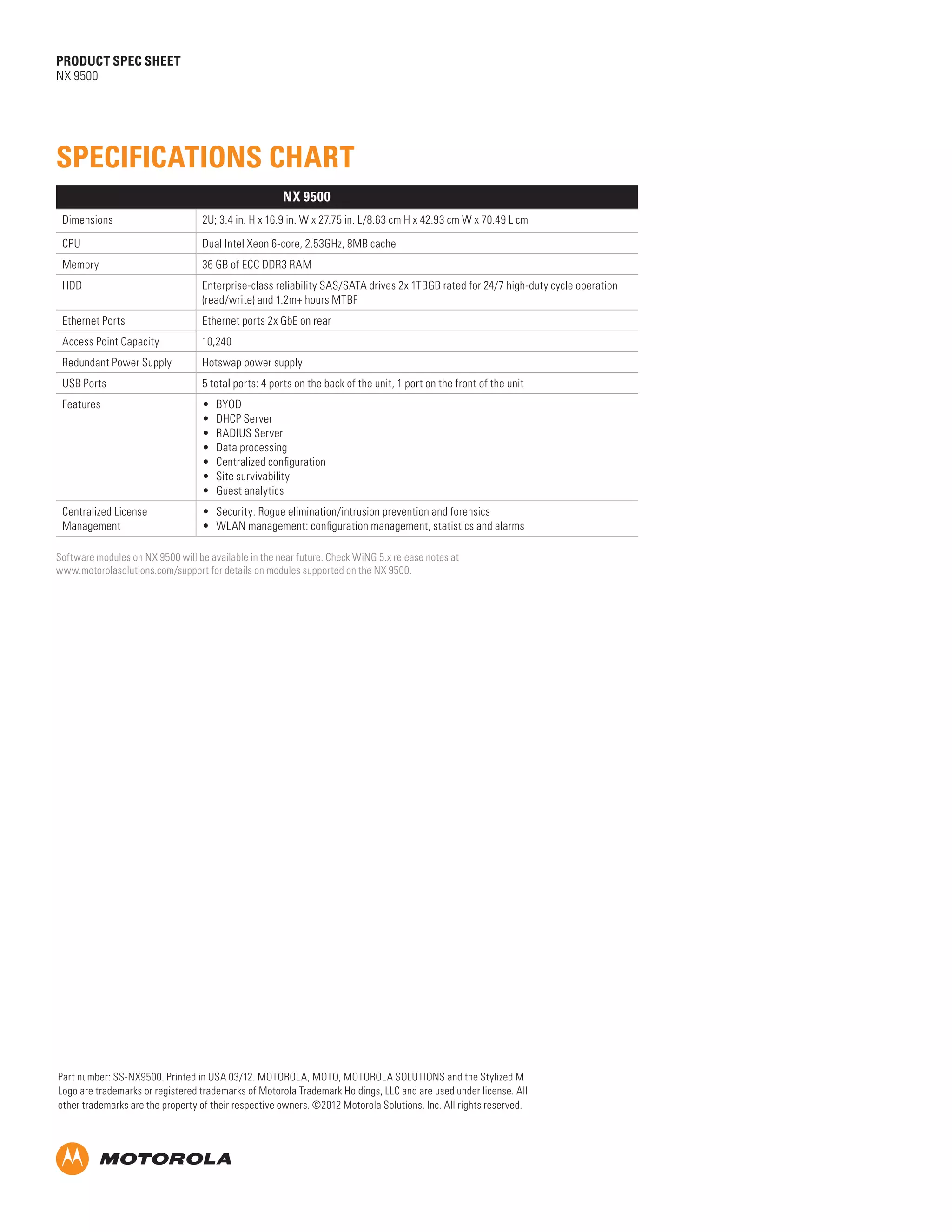 Nx9500 spec-sheet-1211 | PDF