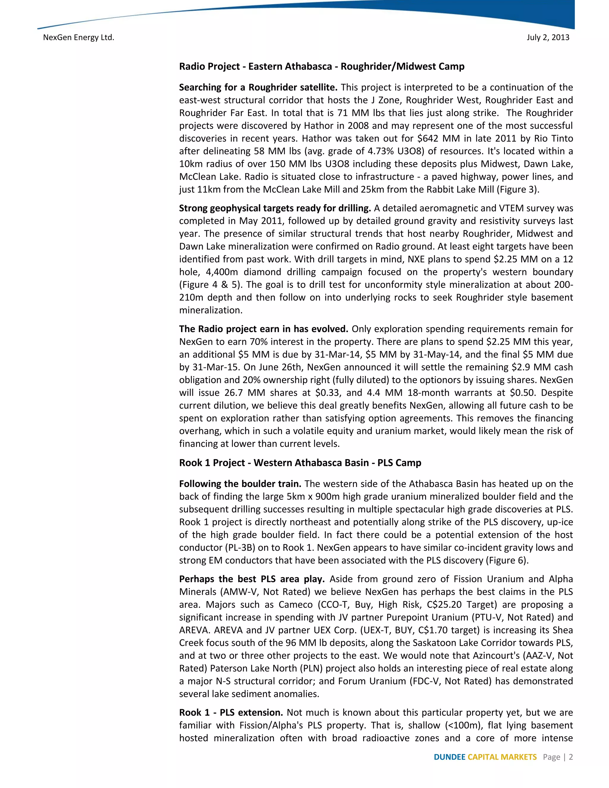 Dundee Capital Markets Initiating Coverage: NexGen Energy Ltd. (July ...