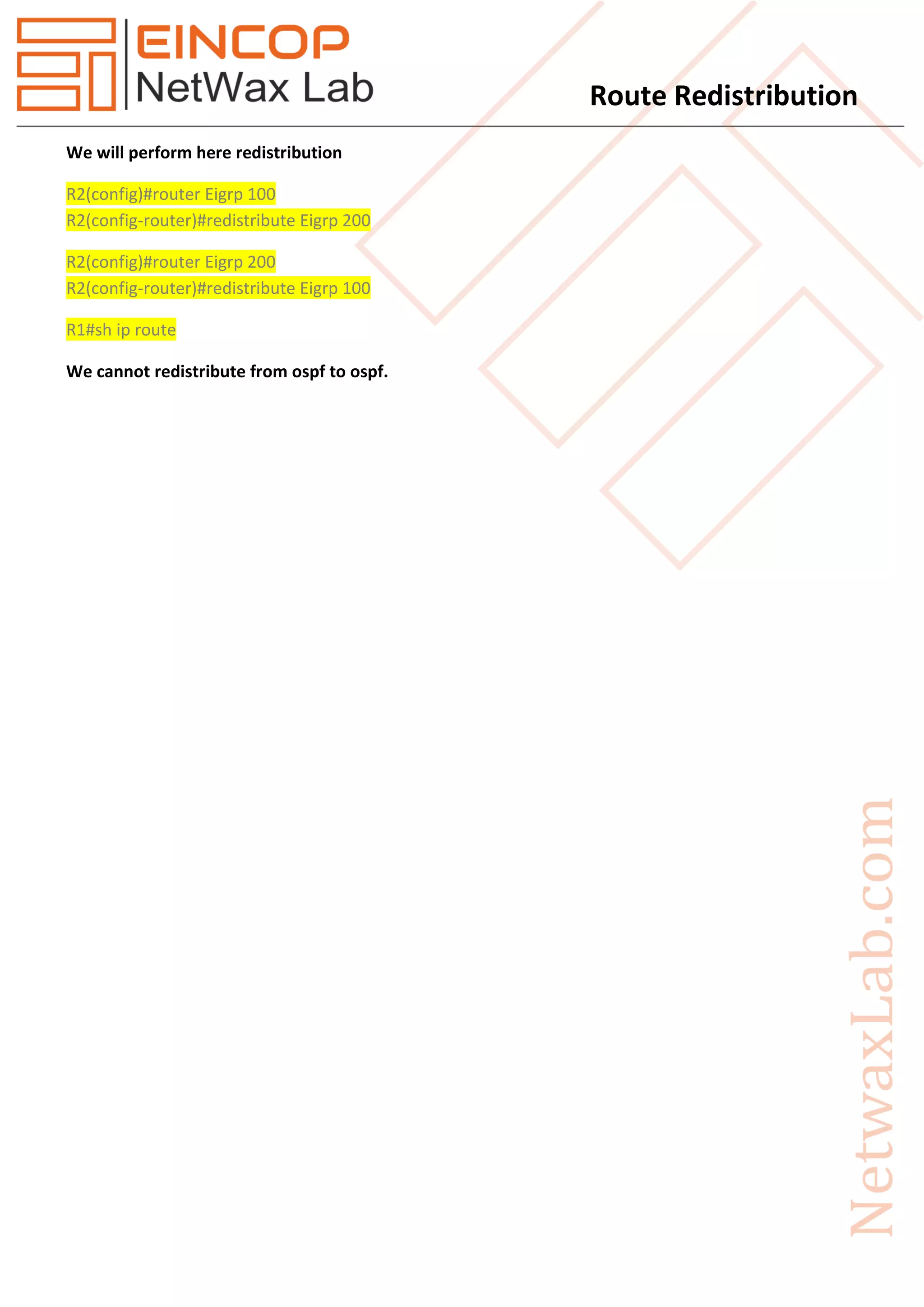 Route Redistribution | PDF