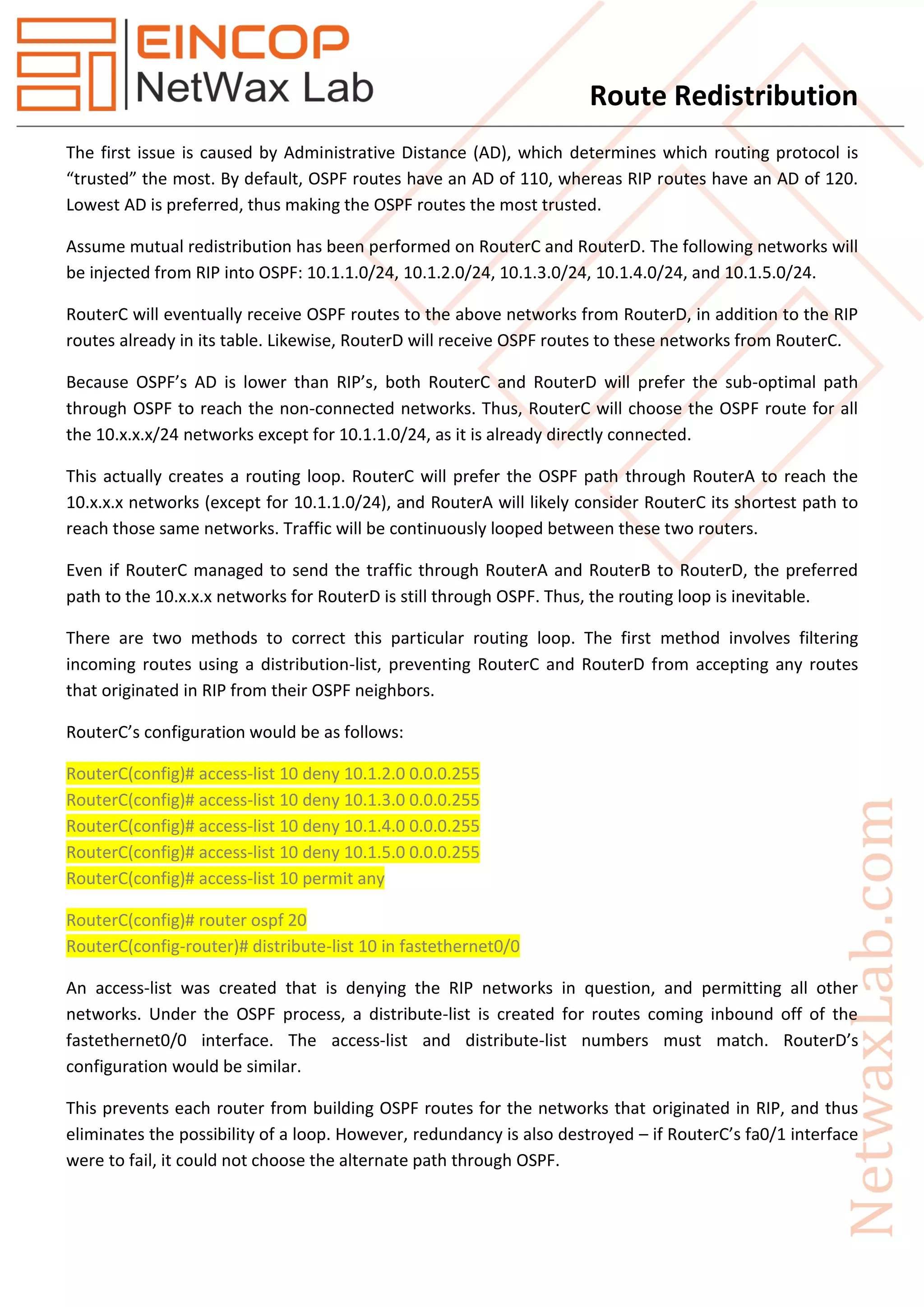 Route Redistribution | PDF