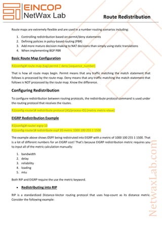 Route Redistribution | PDF