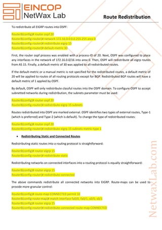 Route Redistribution | PDF