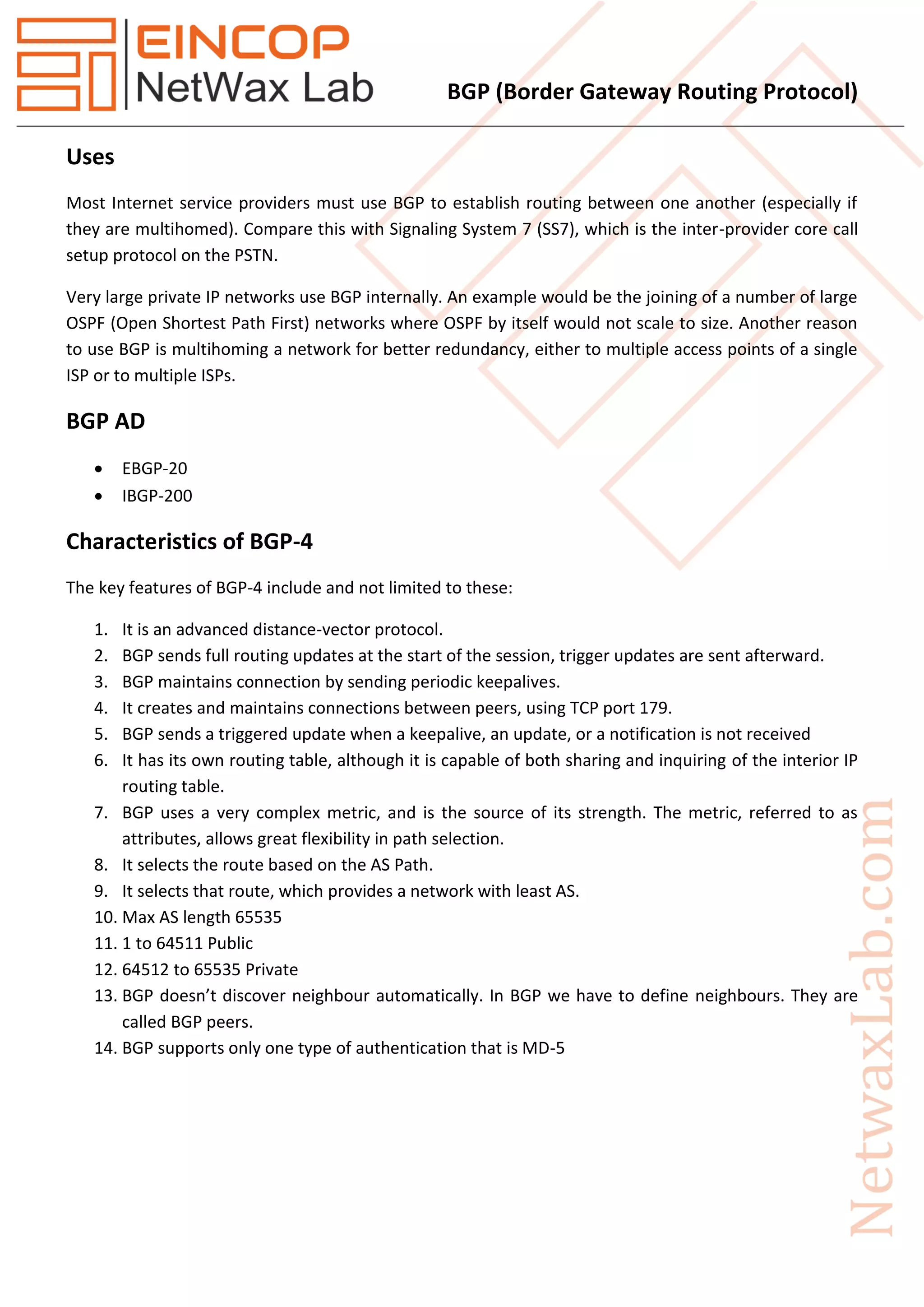 BGP (border gateway routing protocol) | PDF | Internet | Computing