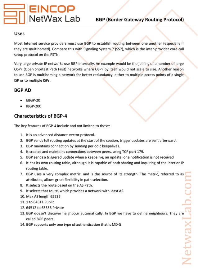 BGP (border gateway routing protocol) | PDF | Internet | Computing
