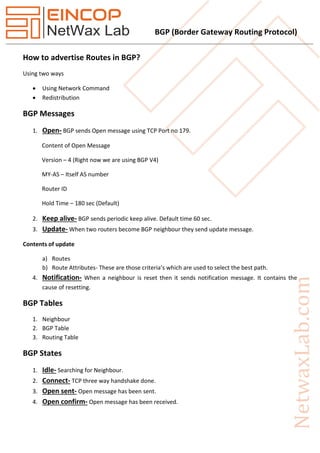 BGP (border gateway routing protocol) | PDF | Internet | Computing