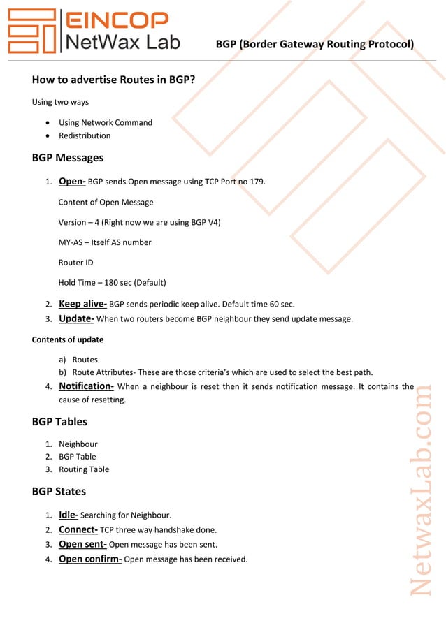 Bgp Border Gateway Routing Protocol Pdf Internet Computing