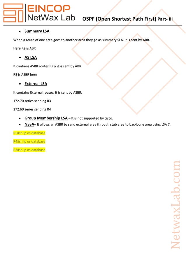 OSPF (open shortest path first) part iii | PDF