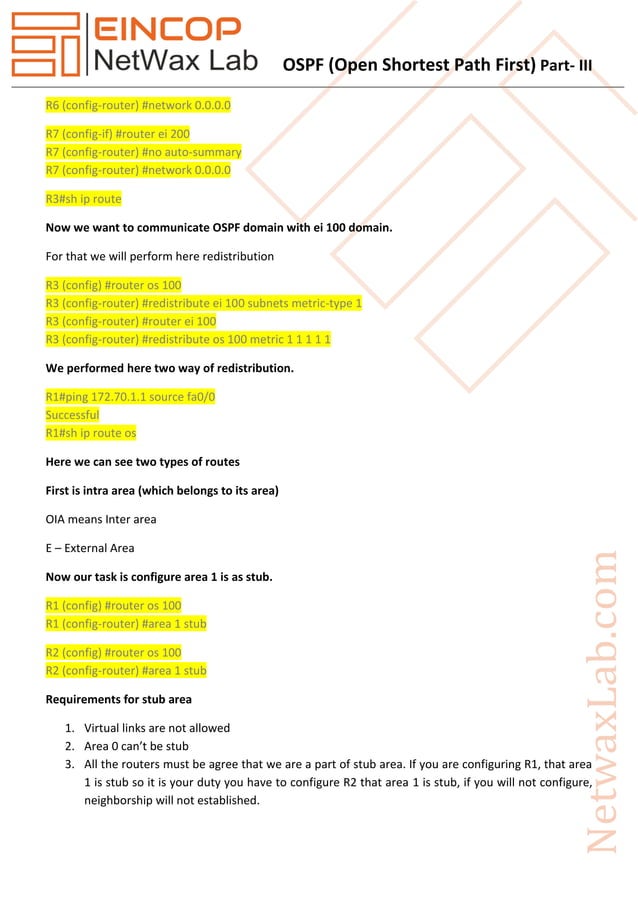 OSPF (open shortest path first) part iii | PDF