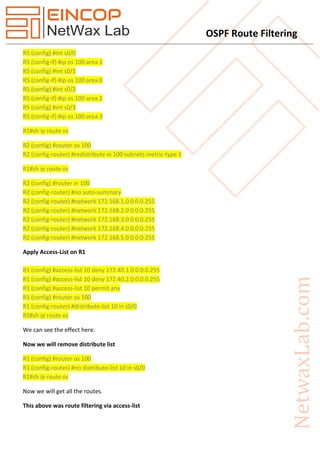 OSPF Route Filtering | PDF