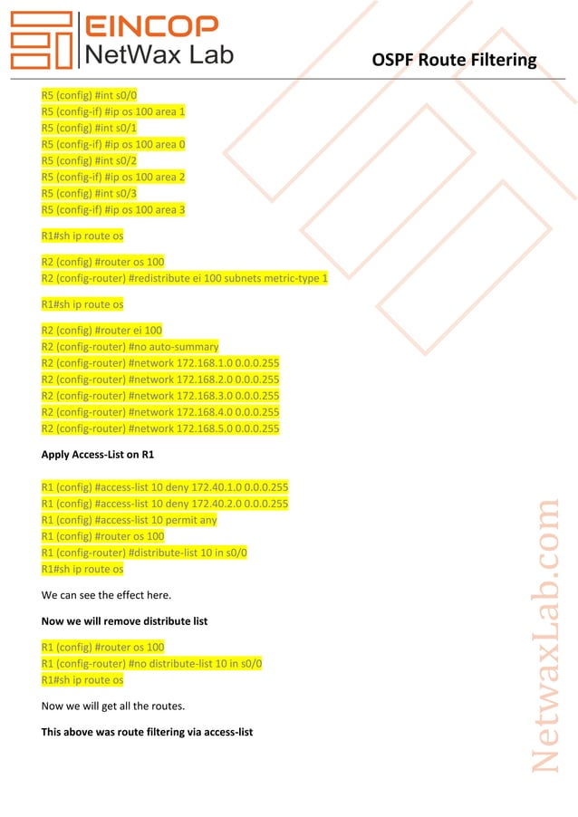 OSPF Route Filtering | PDF