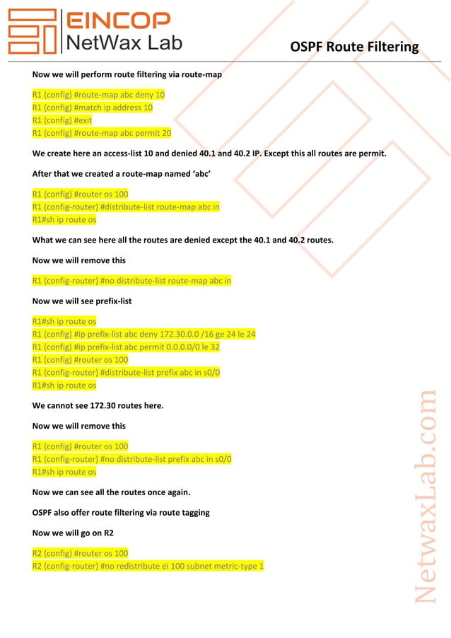 OSPF Route Filtering | PDF