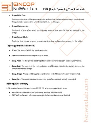 RSTP (rapid spanning tree protocol) | PDF