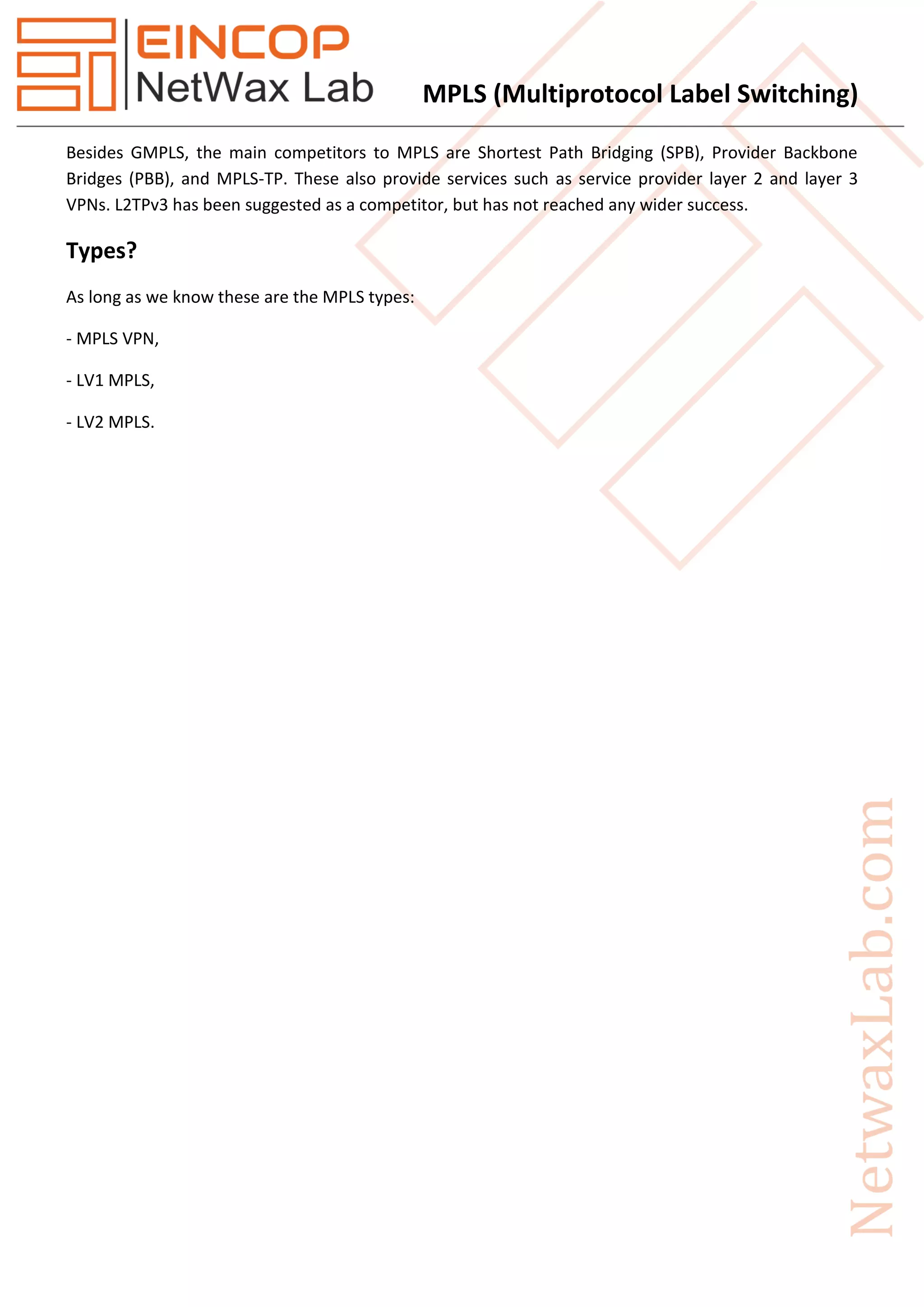 MPLS (Multiprotocol Label Switching) | PDF
