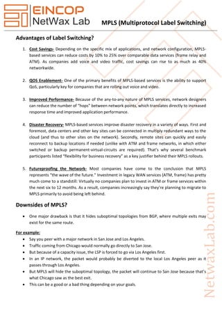 MPLS (Multiprotocol Label Switching) | PDF