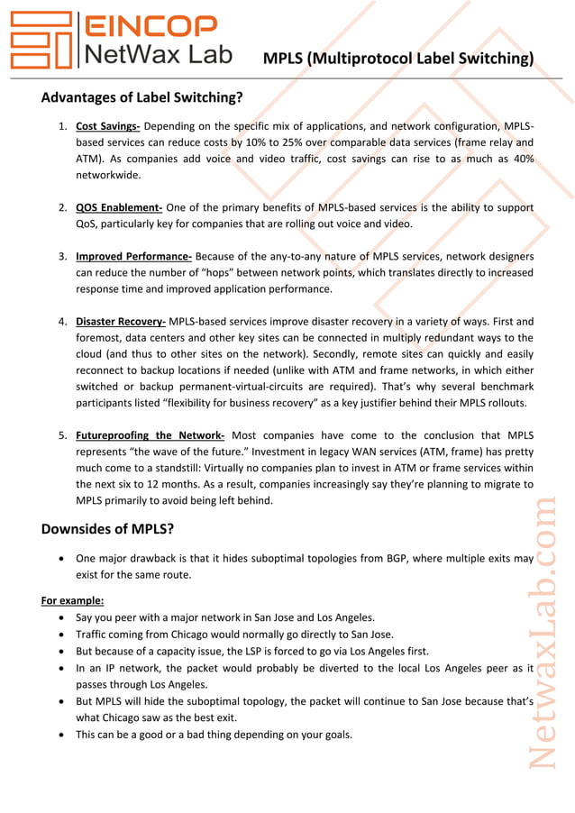 MPLS (Multiprotocol Label Switching) | PDF