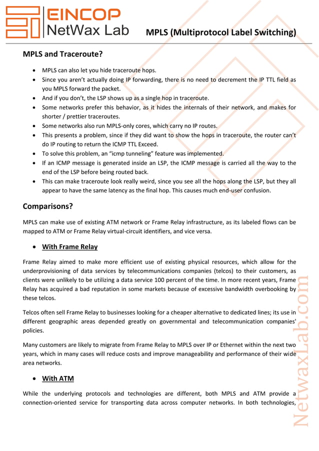 MPLS (Multiprotocol Label Switching) | PDF