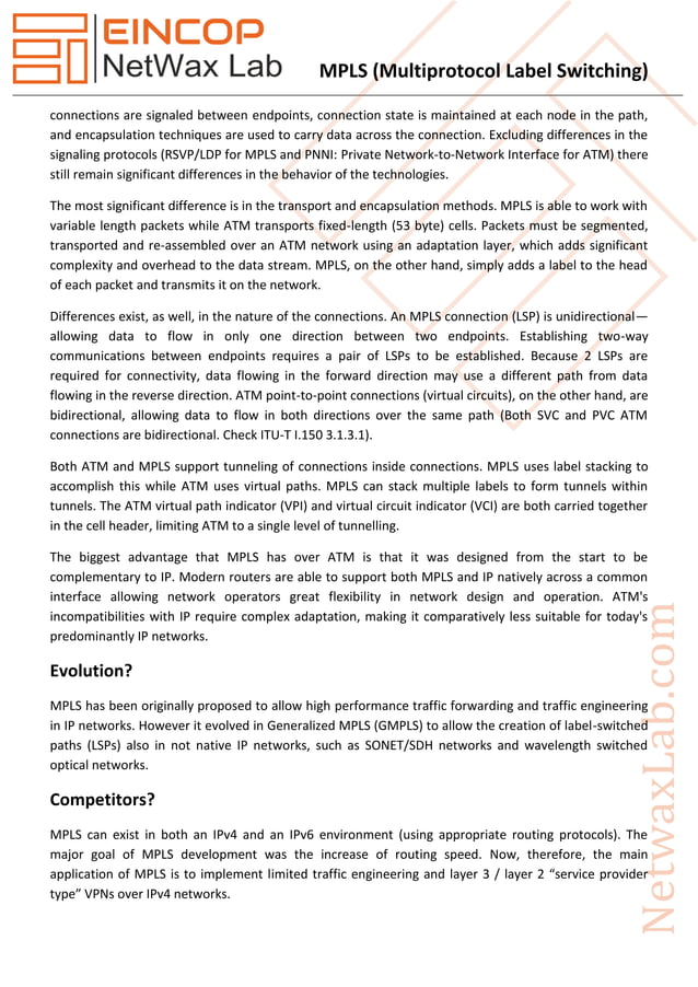 MPLS (Multiprotocol Label Switching) | PDF
