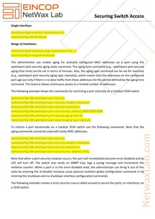 Securing Switch Access | PDF