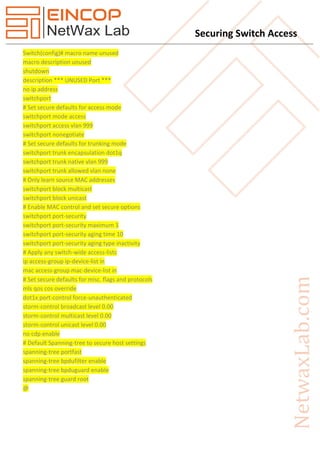 Securing Switch Access | PDF