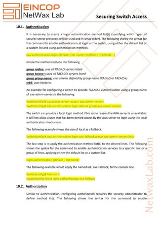 Securing Switch Access | PDF