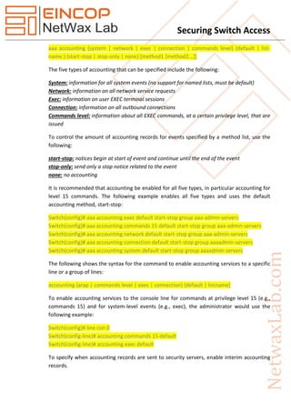 Securing Switch Access | PDF