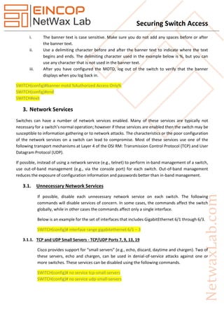Securing Switch Access | PDF