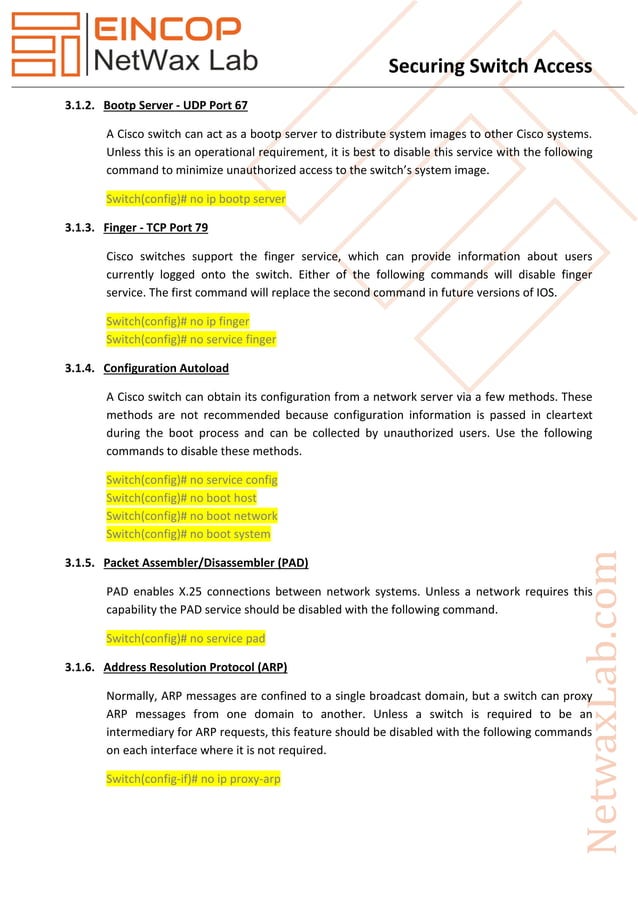Securing Switch Access | PDF