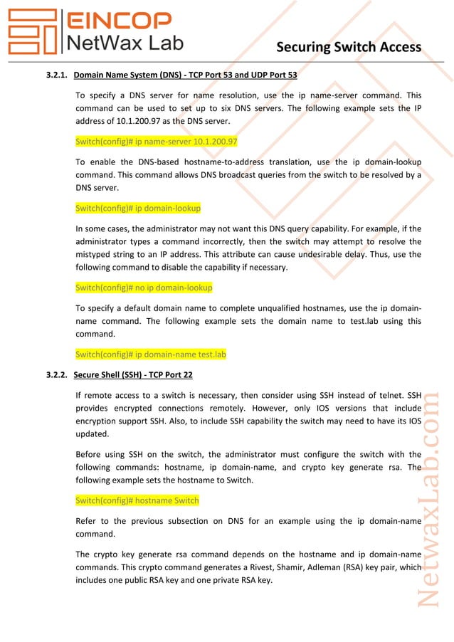Securing Switch Access | PDF