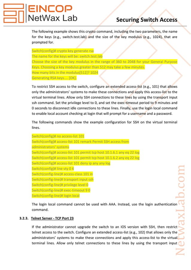 Securing Switch Access | PDF