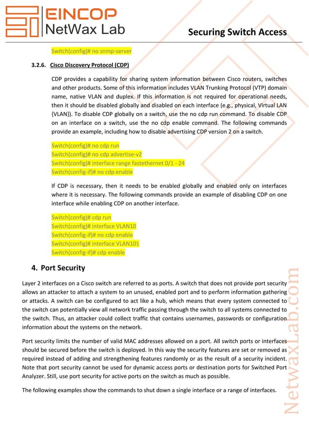 Securing Switch Access | PDF