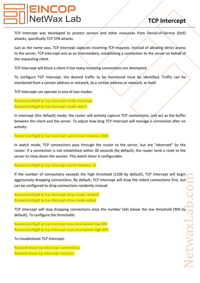 TCP Intercept | PDF