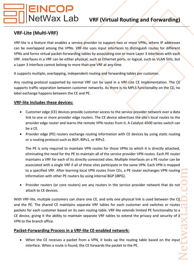 Vrf Virtual Routing And Forwarding Pdf Computer Networking Computing