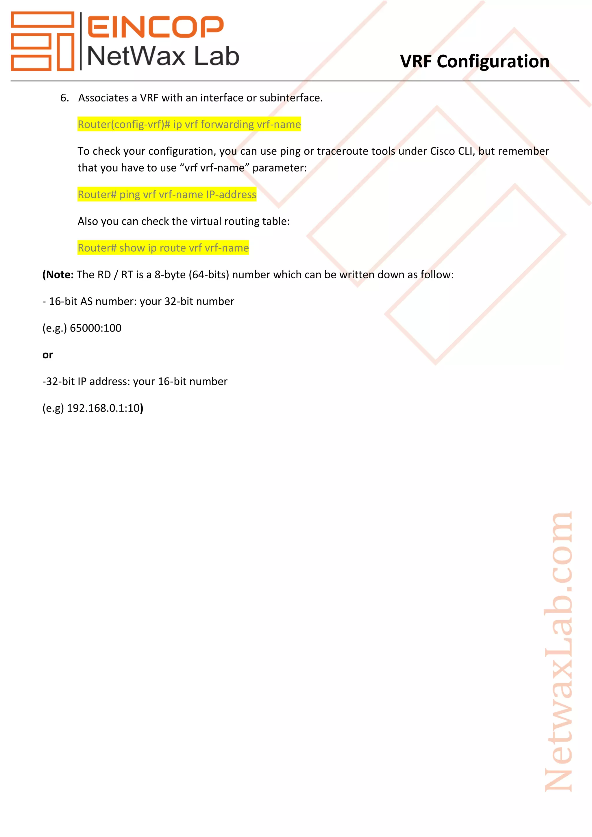 VRF Configuration | PDF