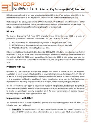 Internet Key Exchange (ikev2) Protocol | PDF