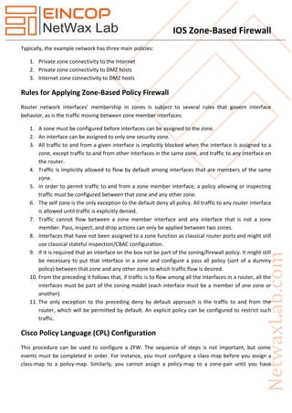 IOS Zone based Firewall | PDF