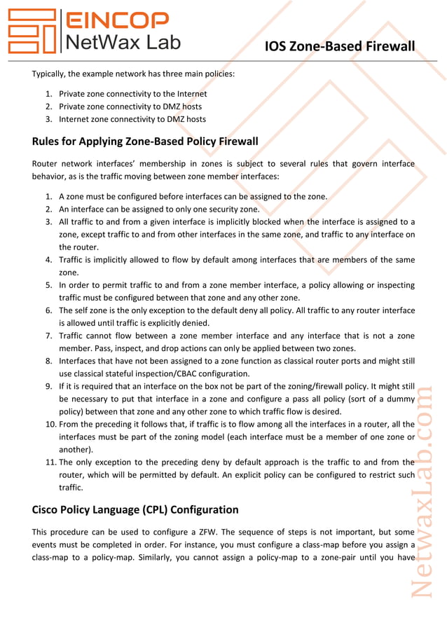 IOS Zone based Firewall | PDF