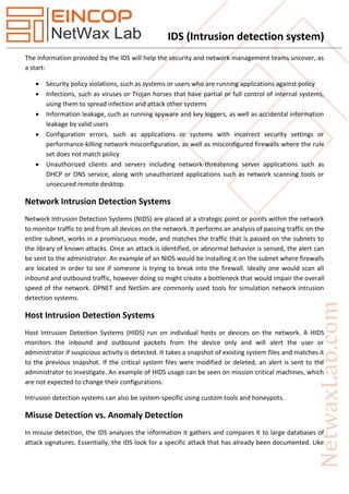 IDS (intrusion detection system) | PDF | Operating Systems | Computer Software and Applications