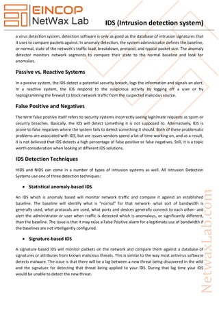 IDS (intrusion detection system) | PDF | Operating Systems | Computer Software and Applications