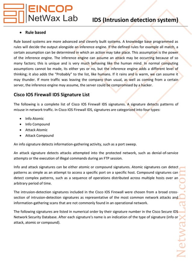 IDS (intrusion detection system) | PDF | Operating Systems | Computer Software and Applications