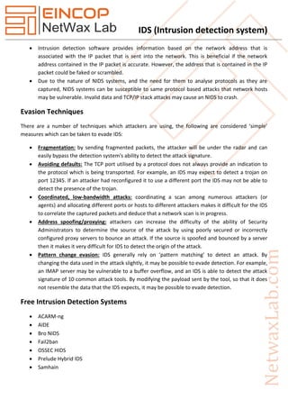 IDS (intrusion detection system) | PDF | Operating Systems | Computer Software and Applications