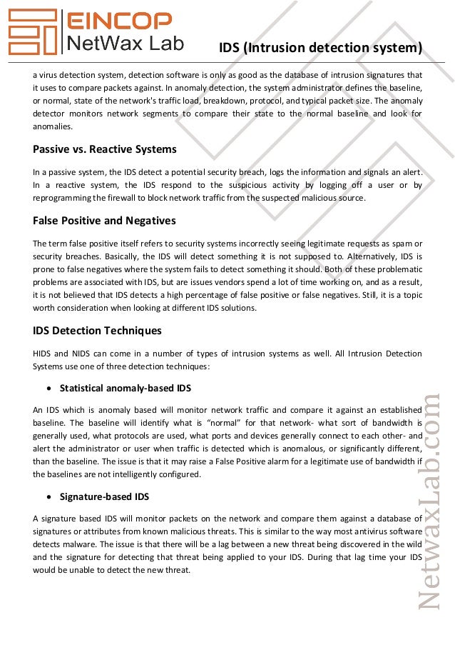 Ids Intrusion Detection System