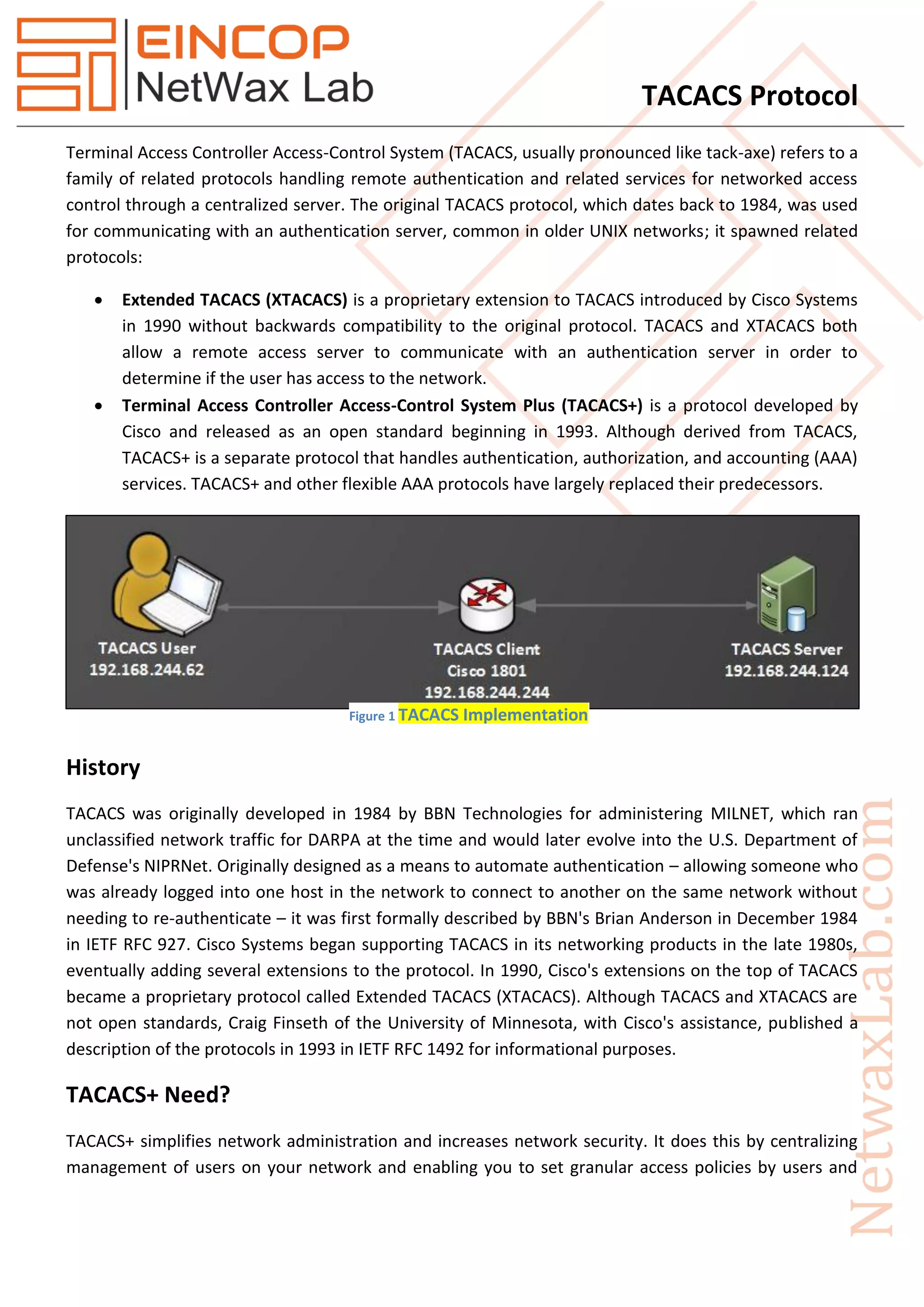 TACACS Protocol | PDF | Computer Networking | Computing